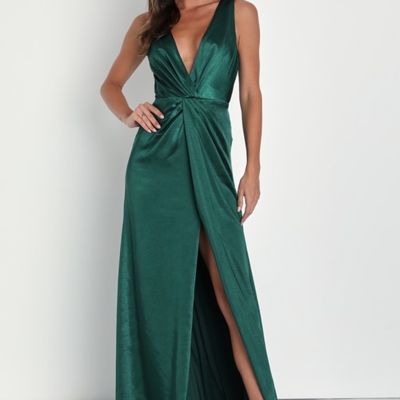 Lulus | Dresses | Lulus Perfect Refinement Emerald Satin Sleeveless ...